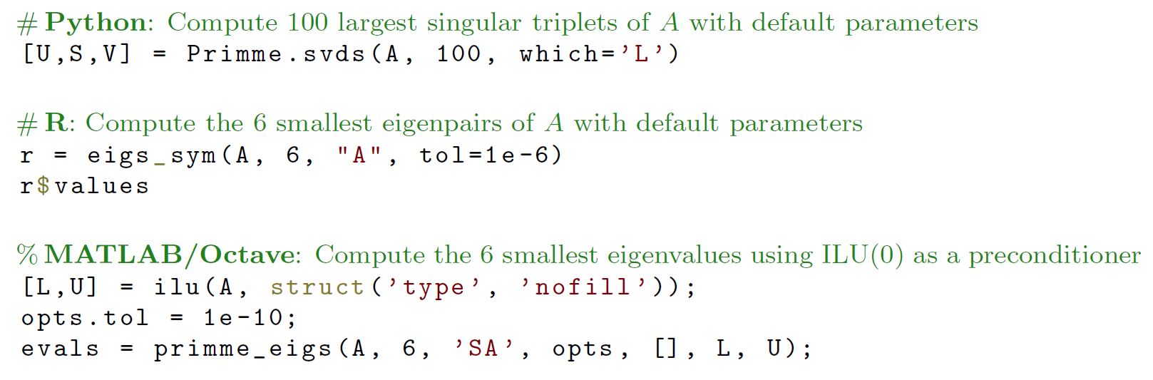 Extended Functionality and Interfaces of the PRIMME Eigensolver | SIAM