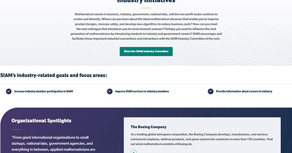 Introducing SIAM’s New “Industry Initiatives” Webpage | SIAM
